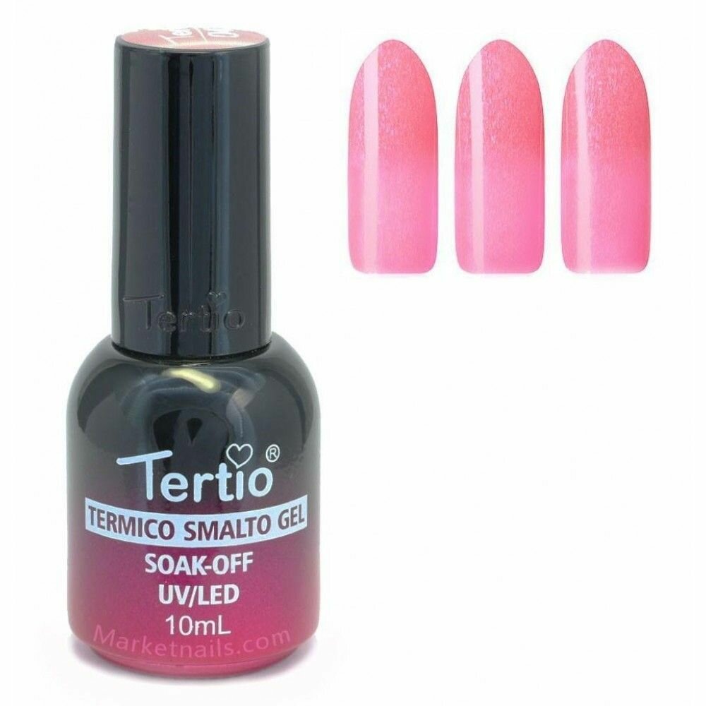 Tertio Термо Гель лак №028- 10 мл Розовый с цветным шиммером
