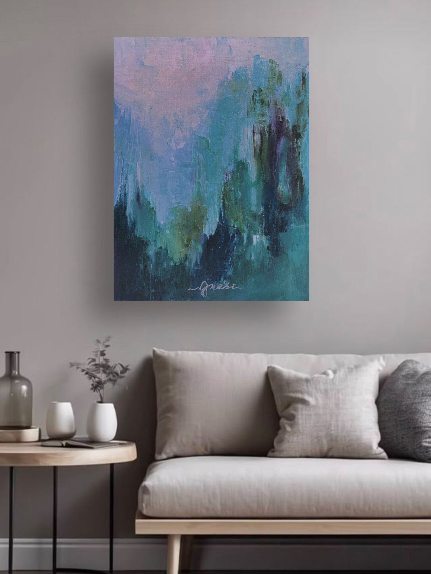 Картина "Розовые Сумерки", авторская, 80x60 см, холст, льняное полотно, масло