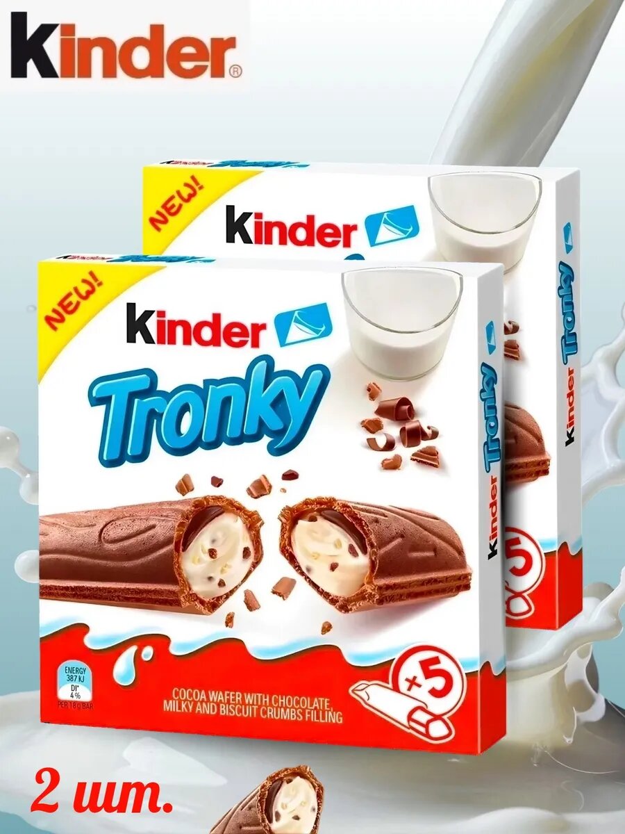 Вафельный молочный батончик Киндер Tronky, 90 г