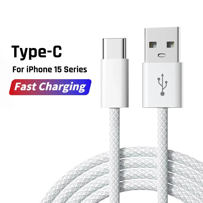 Кабель для быстрой зарядки USB-типа C мощностью 35 Вт для Apple iPhone 15 16 Pro Max 15 Plus Type-C Data Line 2M Exclusive Connect для CarPlay 2 м, Gray USB to Type-C
