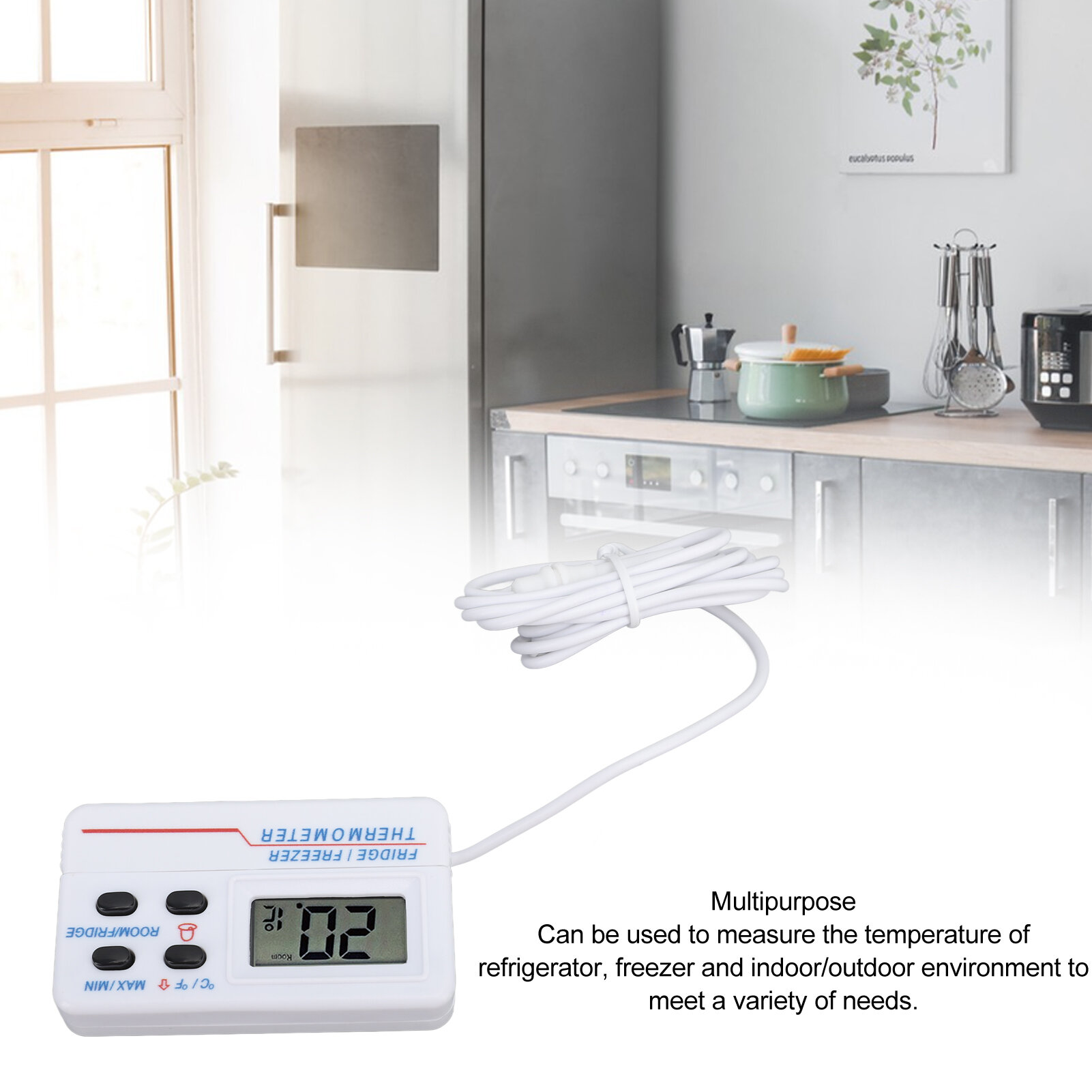 Цифровой термометр для холодильника от 50 ℃ до 70 ℃ от 58 ℉ до 158 ℉ Высокоточный цифровой измеритель температуры морозильной камеры с функцией сигнализации