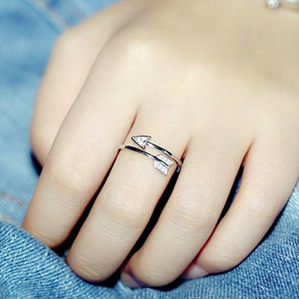 Женские кольца в виде стрелы, регулируемые, 2 шт, металлические кольца для пальцев