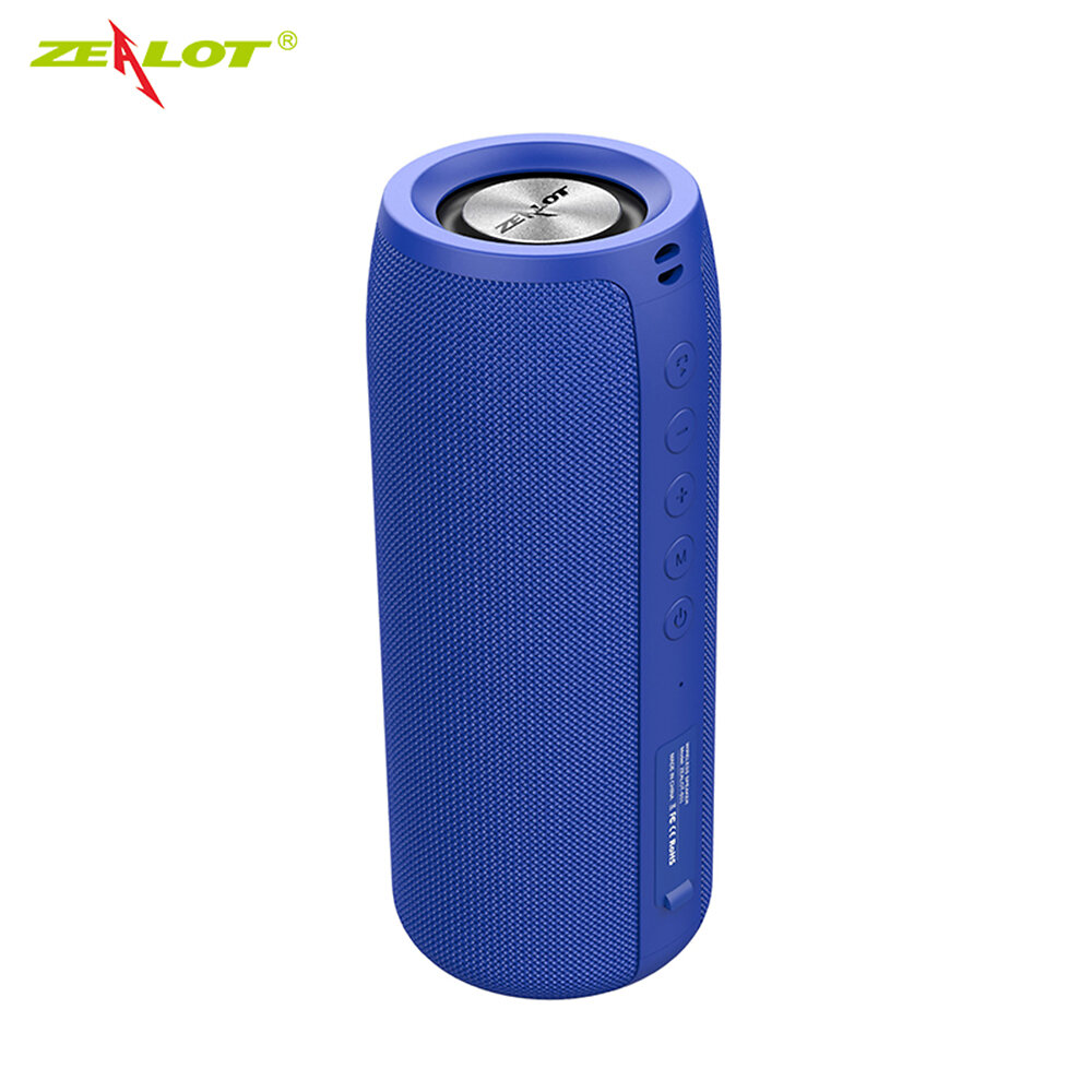 ZEALOT S51 Blue Portable Bluetooth Speaker Outdoor 10W TWS Connection IPX5 Waterproof 8 hours use time Bluetooth 5.0 1500mAh lithium battery 5W*2 10m transmission distance 100Hz-20KHz frequency response ≥90dB signal to noise ratio 3.7V working voltage