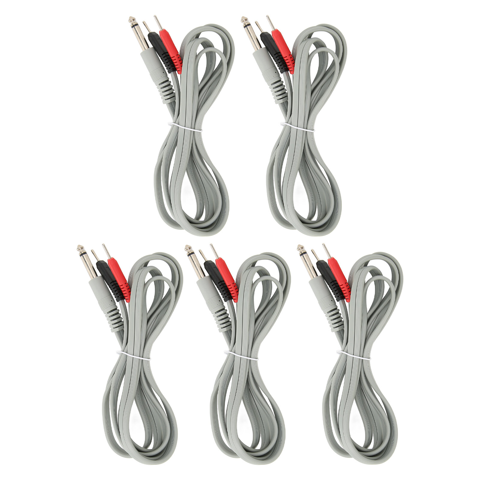 5pcs Electrode Lead Wires 2 In 1 6.35 Pin Socket Contact Cable for TENS Massage Machine 5.9ft