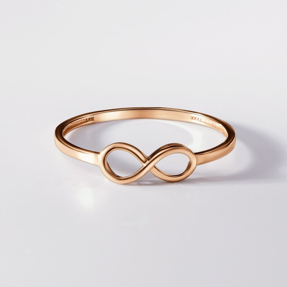 Кольцо тонкое, красное золото, 585 проба