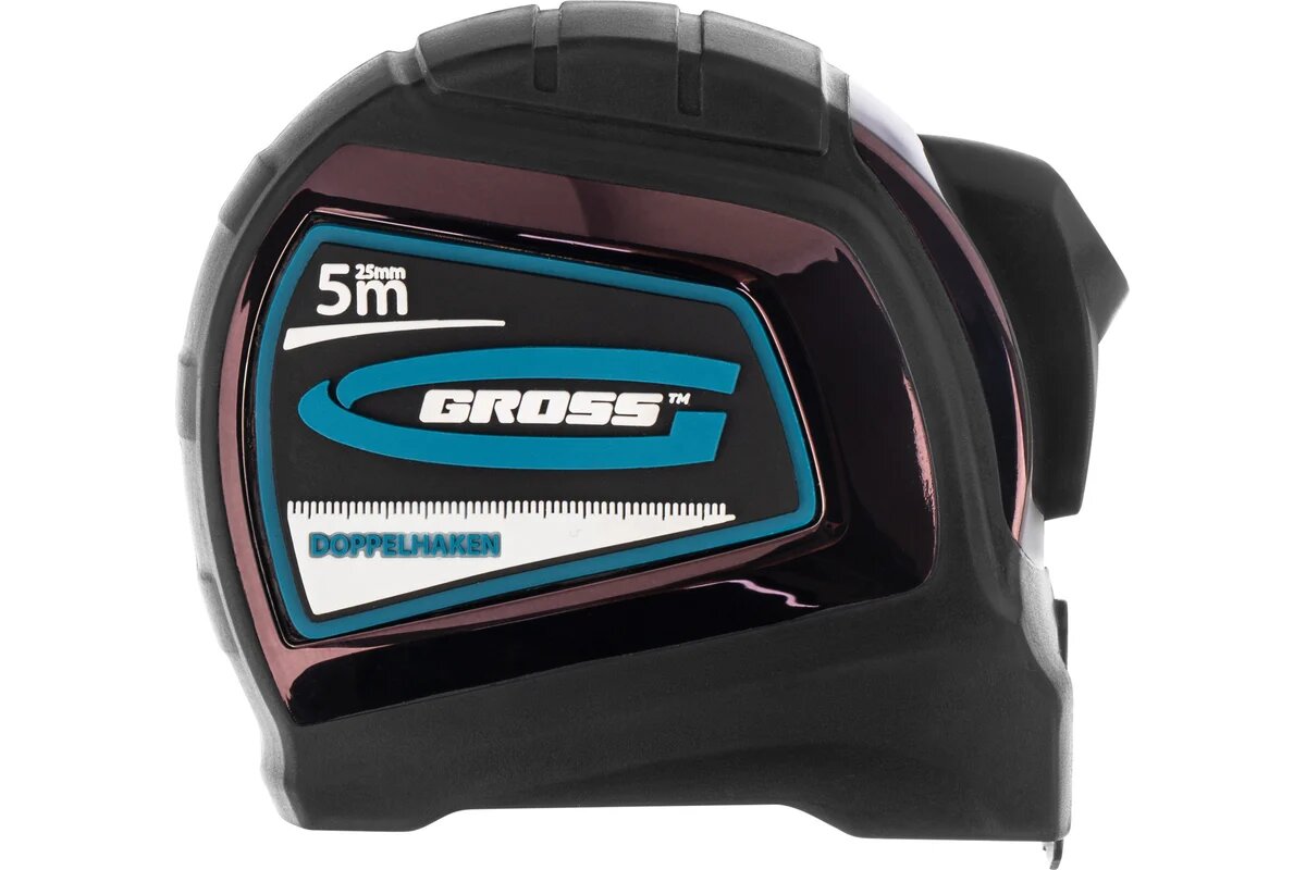 Рулетка "Doppelhaken", 5 м x 25 мм, двухсторонний зацеп, нейлон, двуст. шкала, автоматич Gross