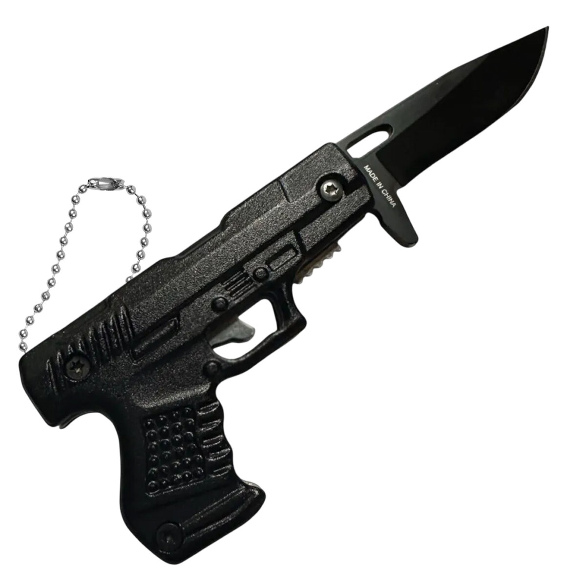 Складной нож Browning в форме пистолета (Черный); сталь 440C; общая длина 11 см; длина клинка 5 см