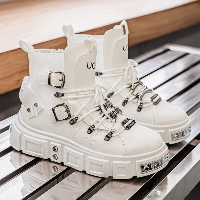 Мужские ботинки Martin больших размеров 2025 года, зимние, высокие, в британском стиле, ретро, рабочие ботинки, увеличивающие рост, на толстой подошве, размеры 39-47