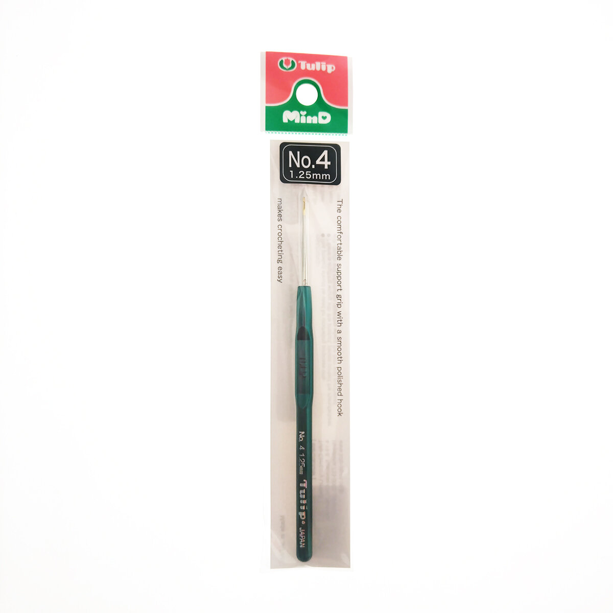 Крючок для вязания с ручкой "MinD" 1,25мм, сталь/пластик, золотистый/зеленый, Tulip, TA-0010e