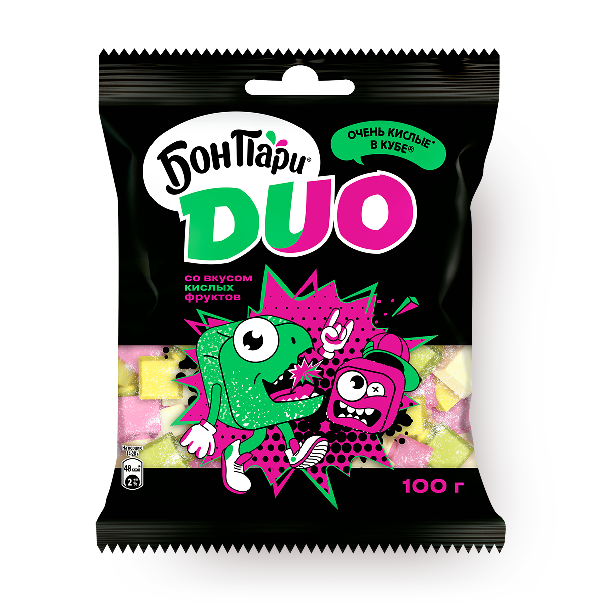 Суфле Бон Пари "Duo. Очень кислые в кубе" со вкусом кислых фруктов, 100 г