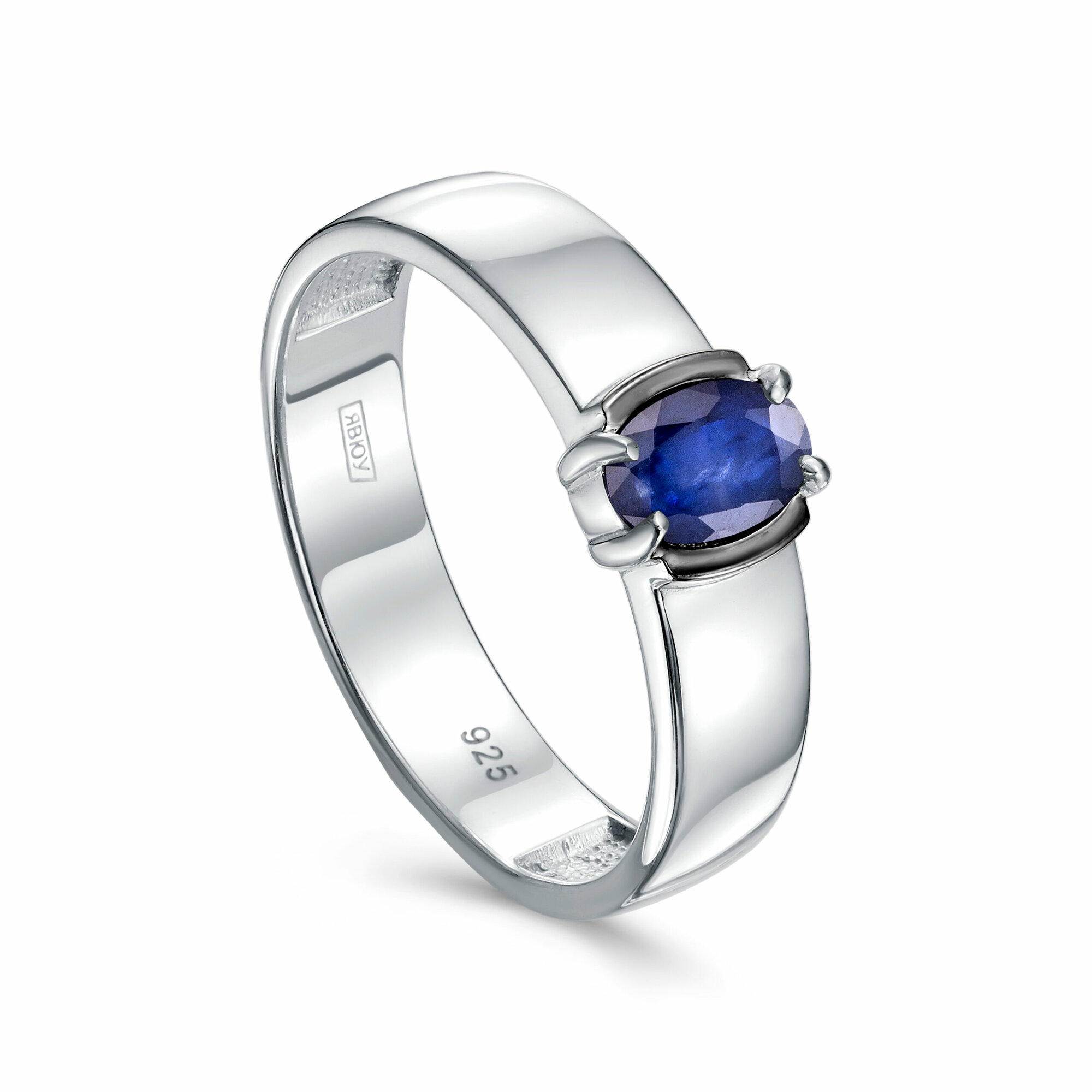 Кольцо, серебро, 925 проба, родирование, сапфир