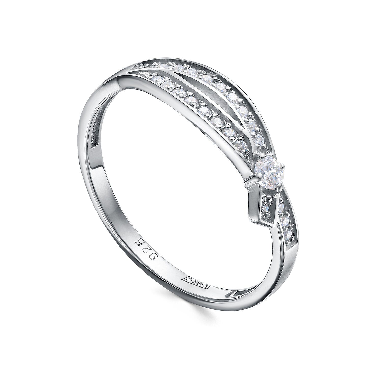 Кольцо, серебро, 925 проба, фианит