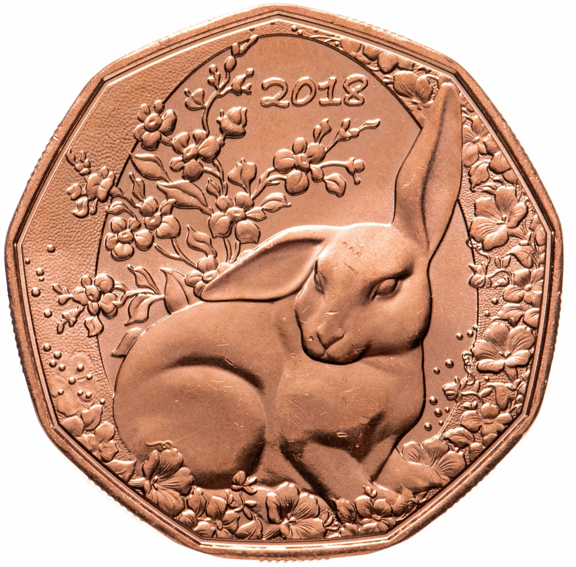 Австрия 5 евро 2018 "Пасхальный заяц", Медь, в сохранности UNC
