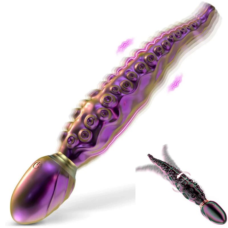 360 ° Вращающийся клиторальный массажер, щупальце осьминога, 9-скоростной вибратор для точки G, анальный фаллоимитатор влагалища, мастурбация для взрослых, секс-игрушки для женщин Rotating Laser purpl