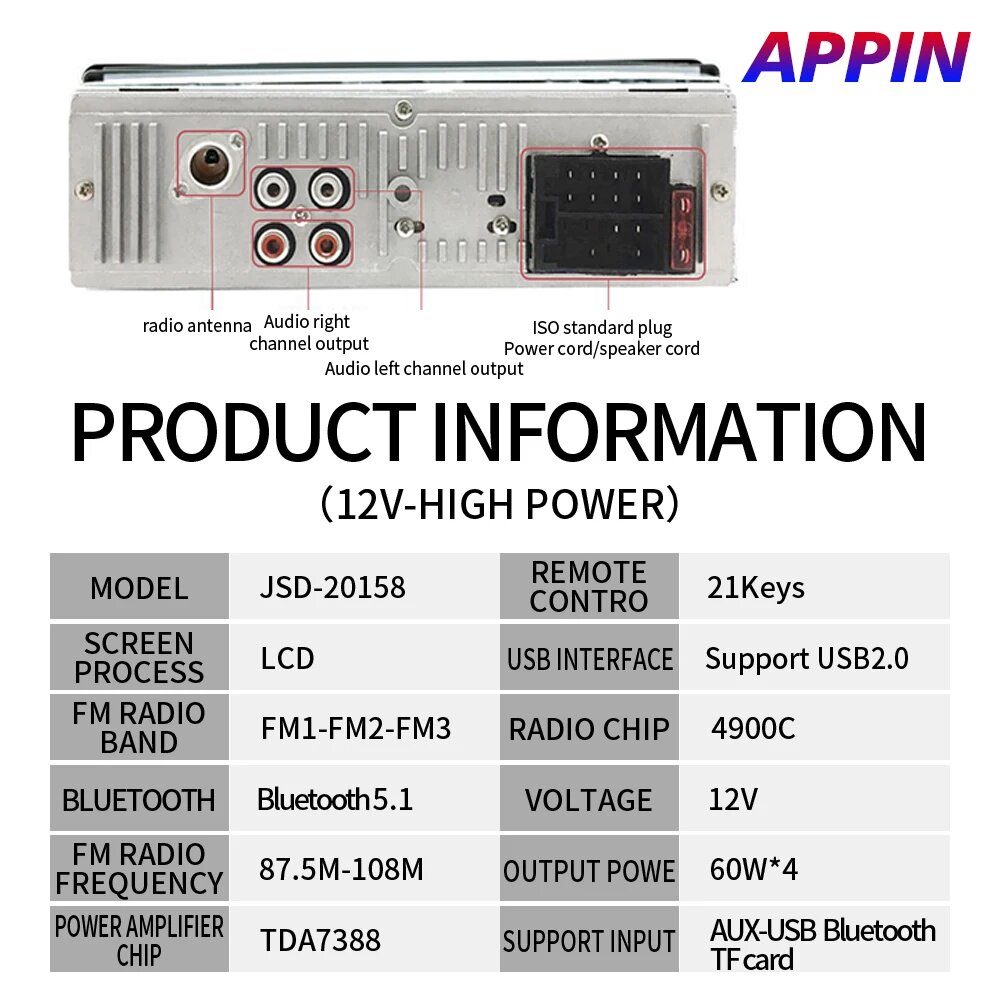 Автомобильный Mp3 Bluetooth-радио, двойной USB-разъем с функцией быстрой зарядки, беспроводной кард-ридер 24 В, FM, 12 В, высокая точность 12V high-power