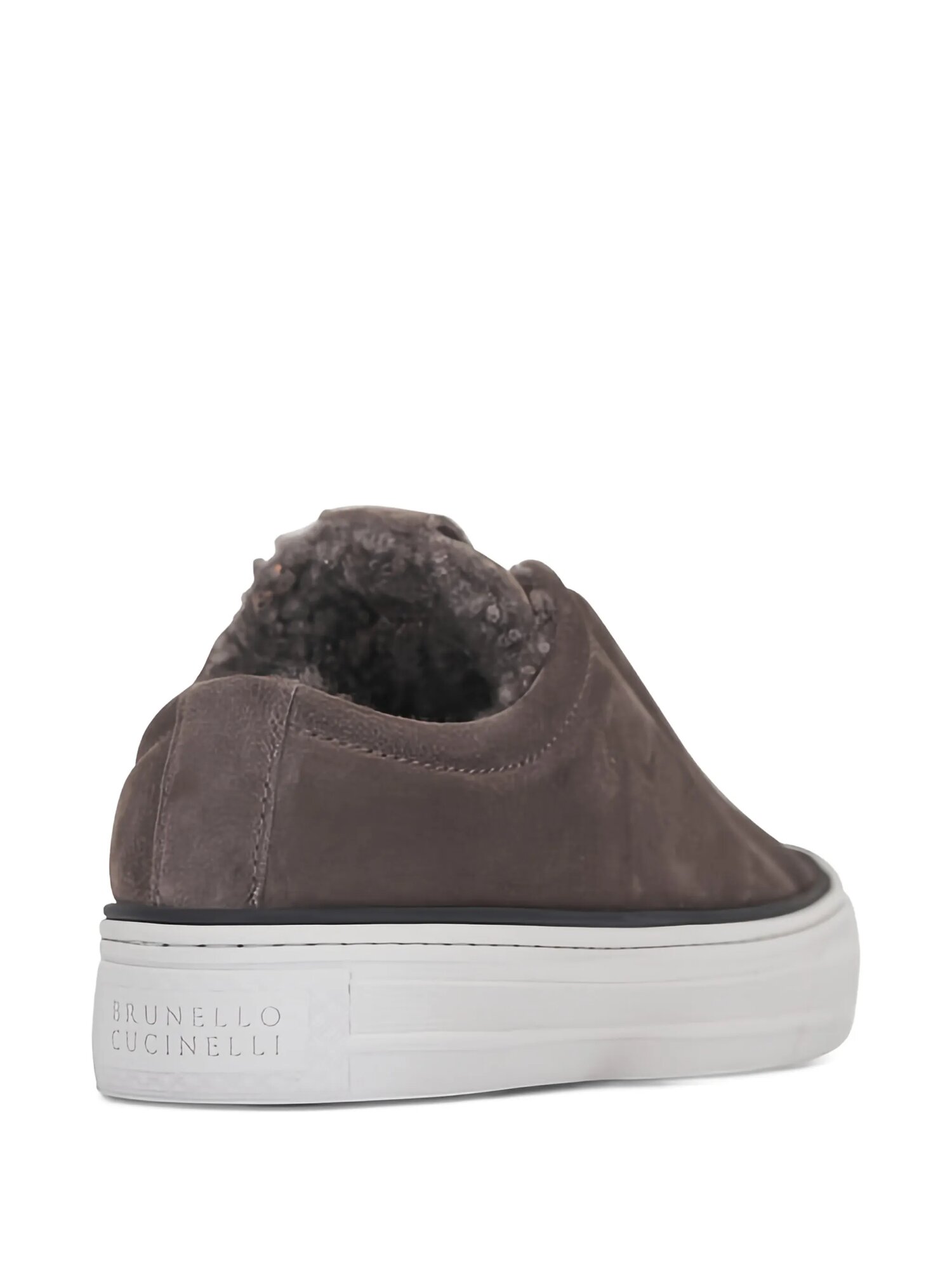 Кроссовки BRUNELLO CUCINELLI Shearling-trim sneakers, размер 38, коричневый/серый/оранжевый — фото 1