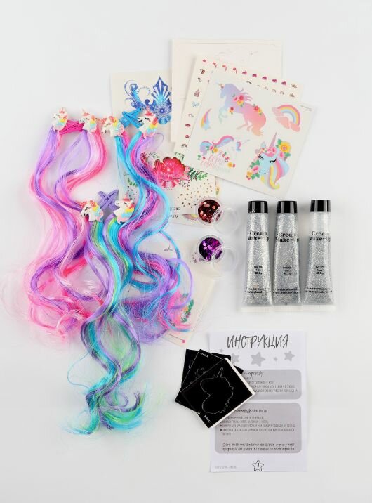 Переводные татуировки детские с заколками для волос, тату 5 листов