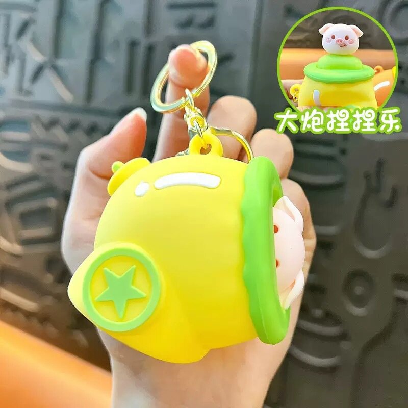 Милый брелок в виде пушечного животного, мультяшная кукла, брелок для рюкзака в виде милой пары, брелок в виде пушечного животного, брелок в виде свинки.