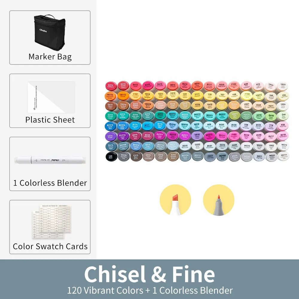 Ohuhu Oahu 120-цветный набор маркеров