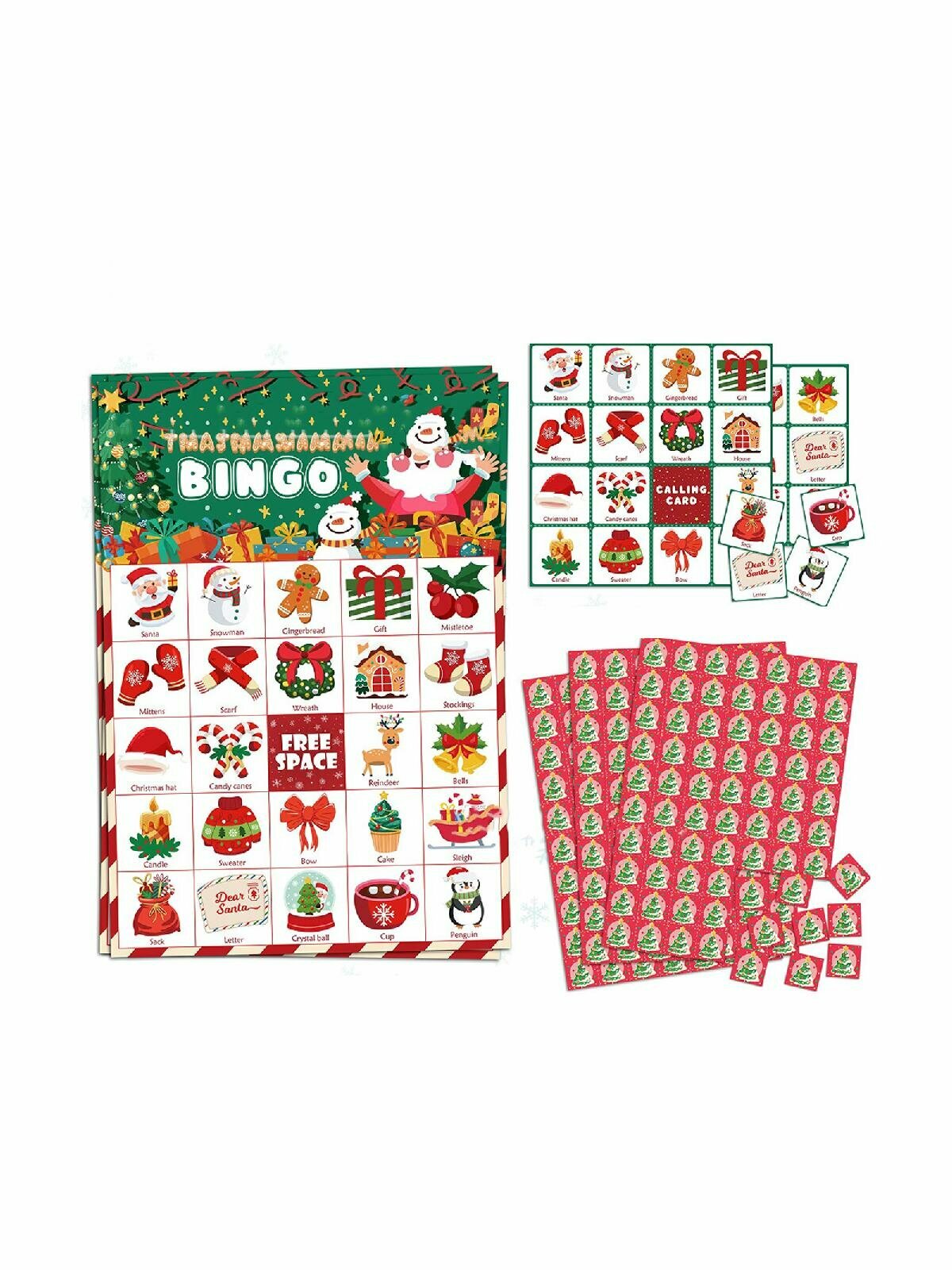 Игра в бинго на рождественскую тематику для 24 игроков 34 карточки Развлечение для семейной вечеринки
