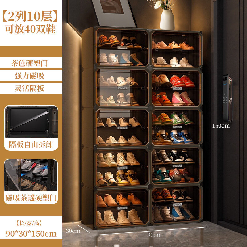 Шкаф для обуви, встроенный в стену предмет хранения в домашней двери, многослойная прозрачная простая полка для обуви в помещении