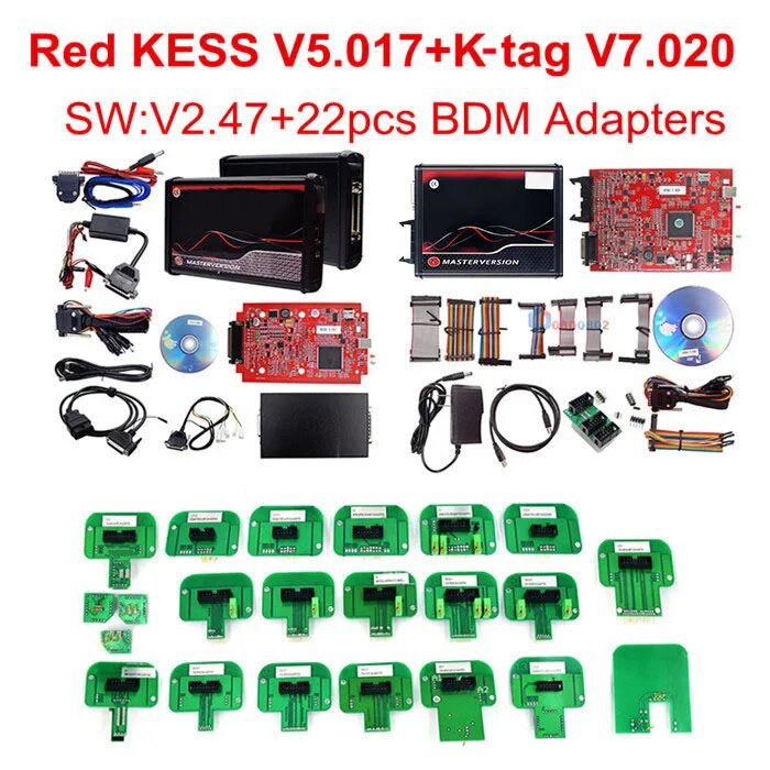 Kess V5.017 + K-TAG V7.020, 22PCS BDM адаптеры