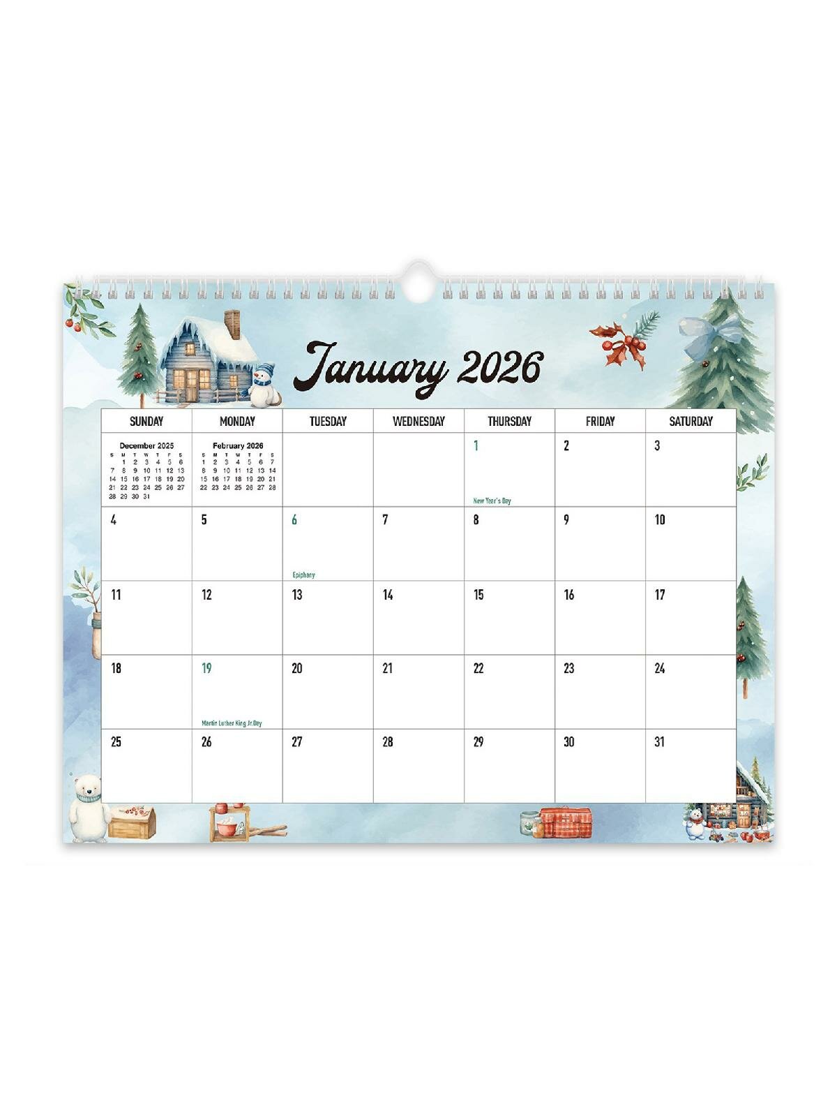 Настенный календарь на 2026-2027 годы с января 2026 по июнь 2027 года с двумя катушками