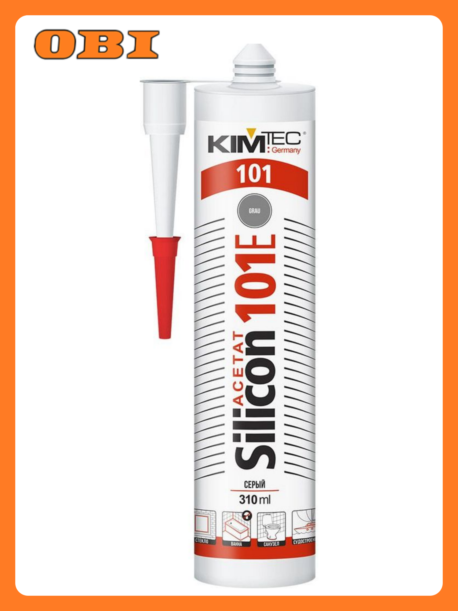 Герметик силиконовый универсальный KIM TEC 101E серый 310 мл
