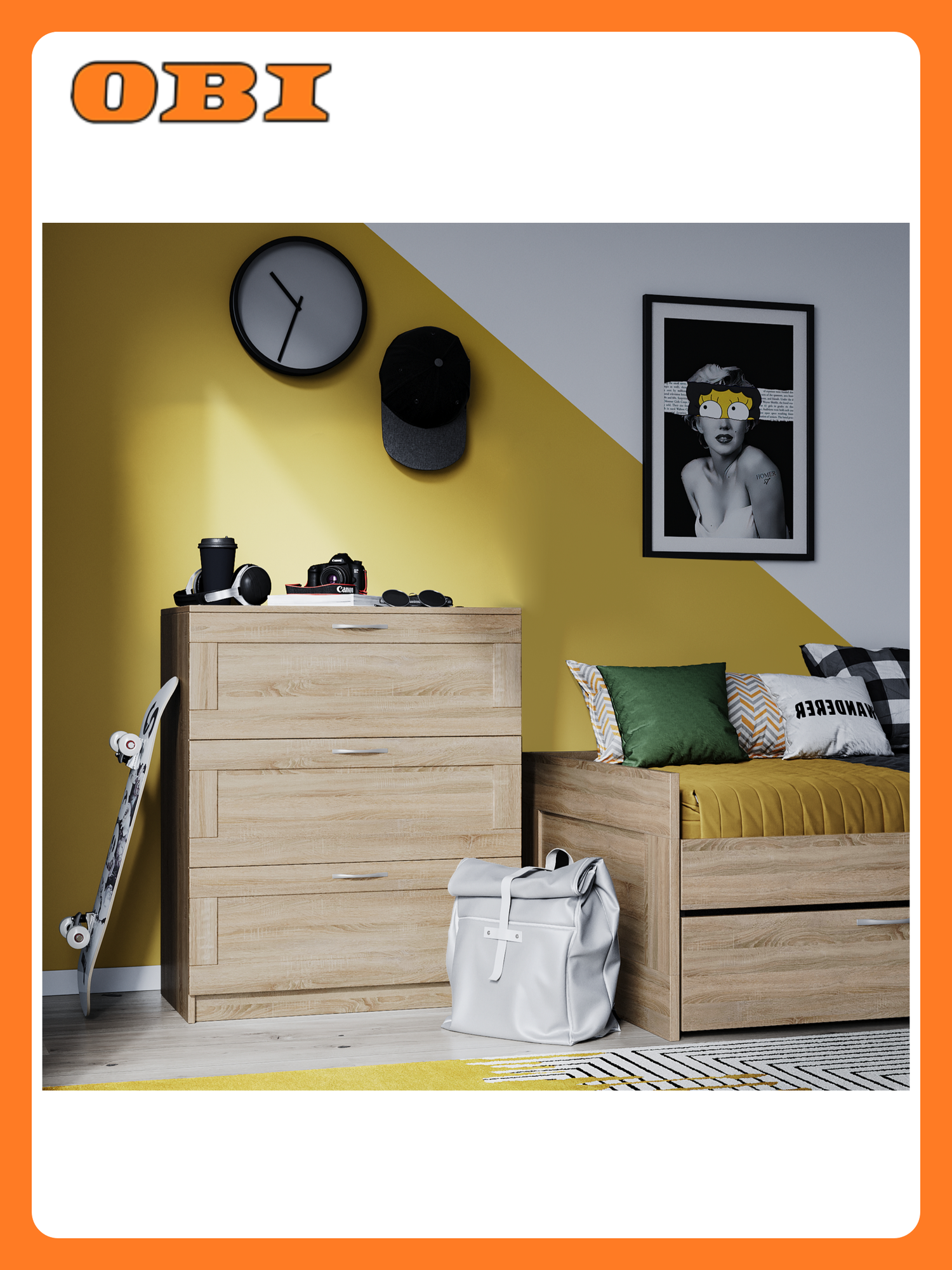 Комод Шведский Стандарт Сириус 3 ящика дуб сонома