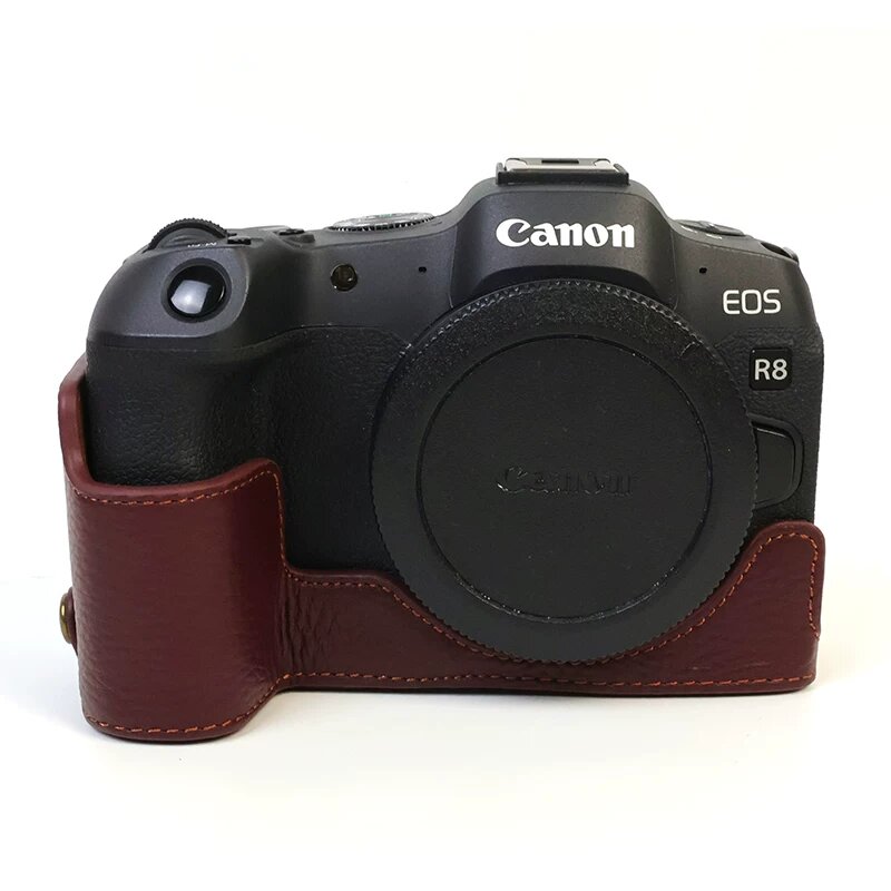 Винный оттенок, кожаная подставка для Canon EOS R8 RP из второслойной кожи