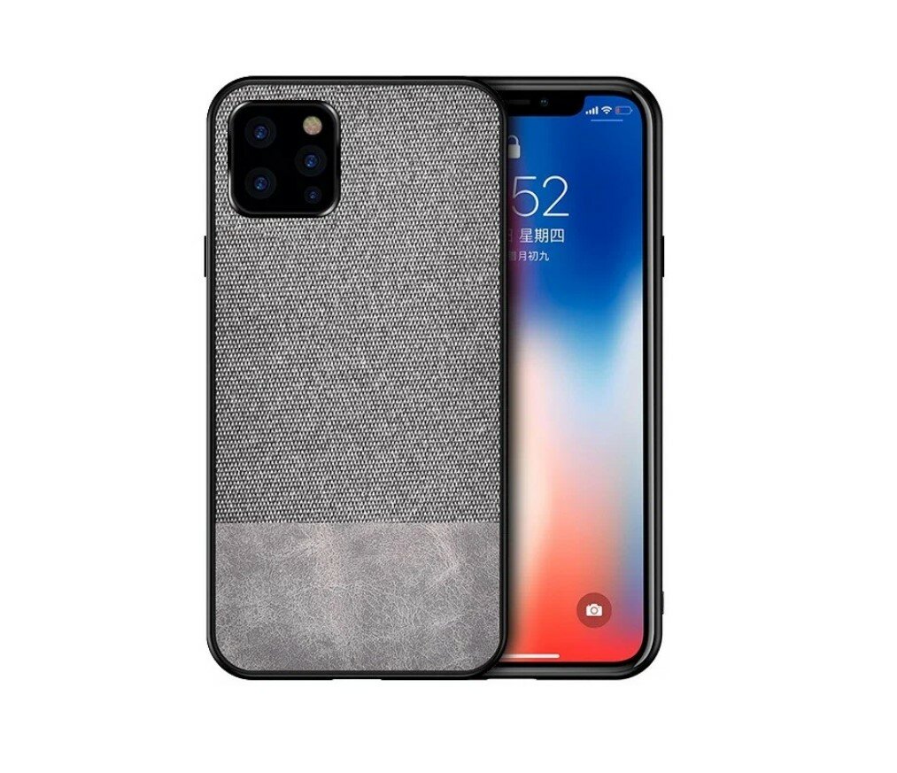 Крышка-накладка для iPhone 12 (6.1) / iPhone 12 Pro (6.1) из качественного силикона с текстурным покрытием серая