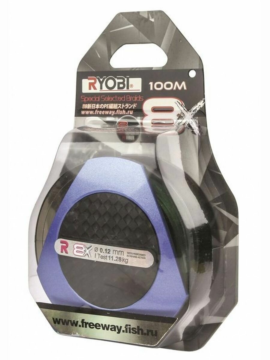 Шнур Ryobi grey 8* PE 0.30mm 33.00kg 100m блистер