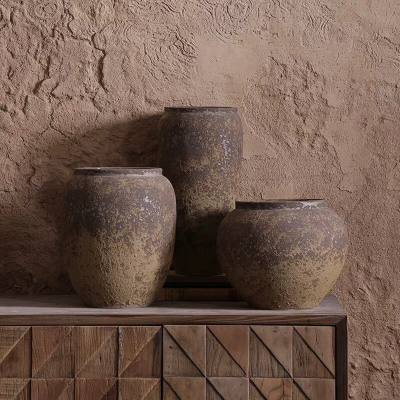 Винтажная ваза Shengxuan, грубая керамика, старинные керамические украшения, композиция из сухоцветов, декор для
