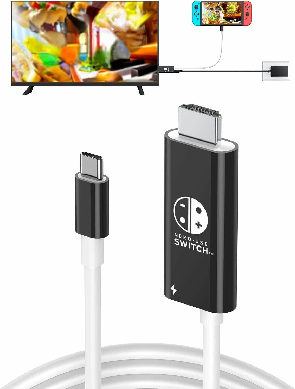 Портативный кабель-переходник типа C в HDMI для режима док-станции телевизора, совместимый с Nintendo Switch и Steam Deck