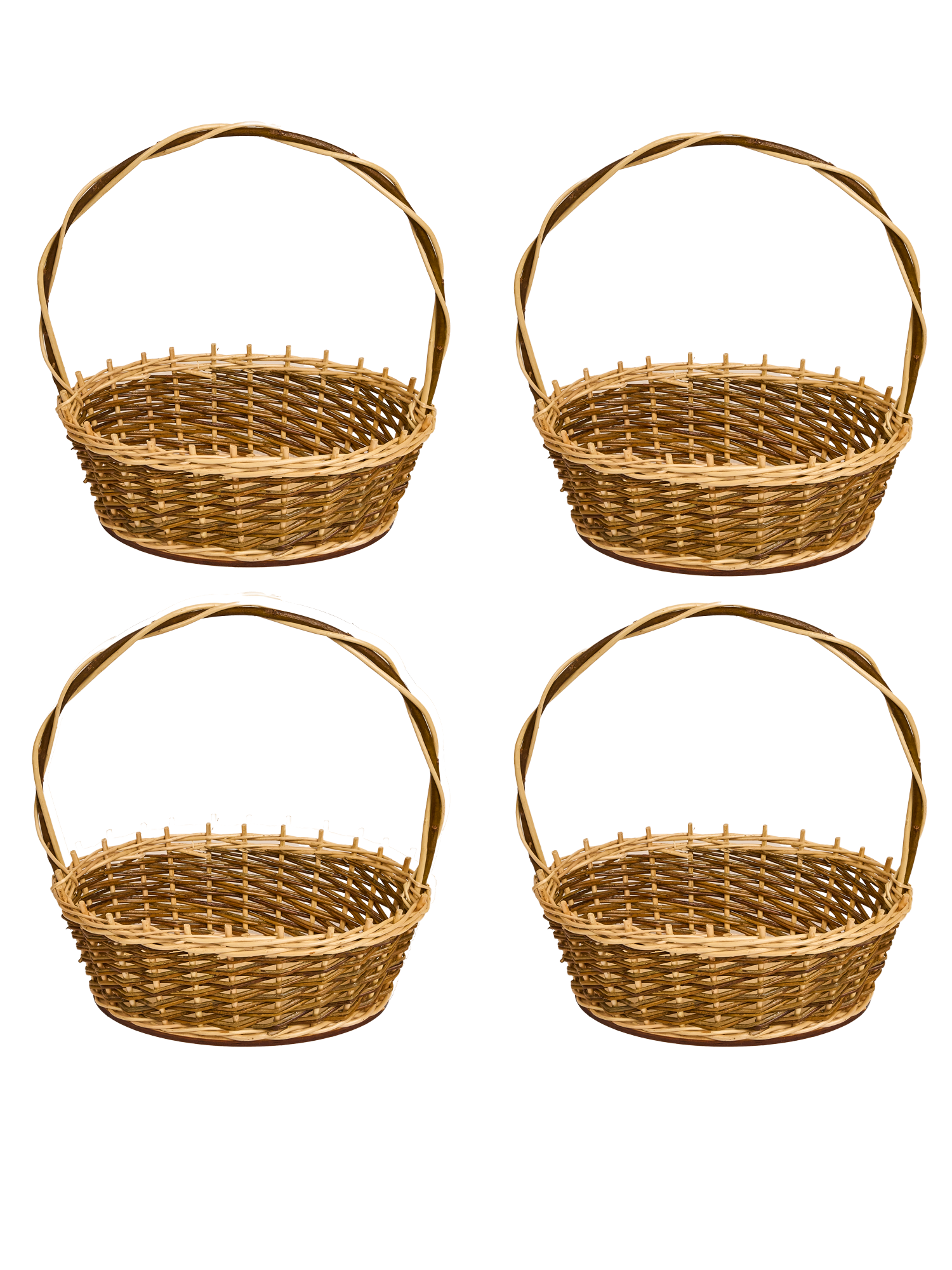 Корзина овальная подарочная, набор 4 штуки, 22х32х10 см, высота с ручкой 35 см
