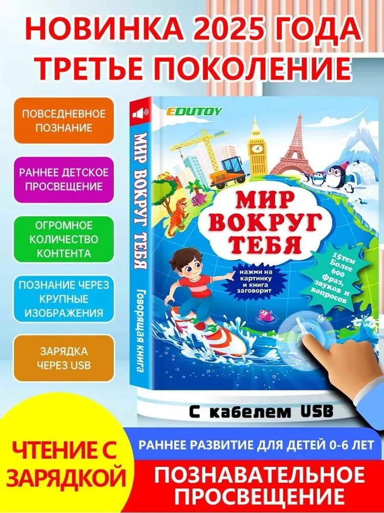 Тактильная говорящая книга для малышей Интерактивная говорящая обучающая книга для детей