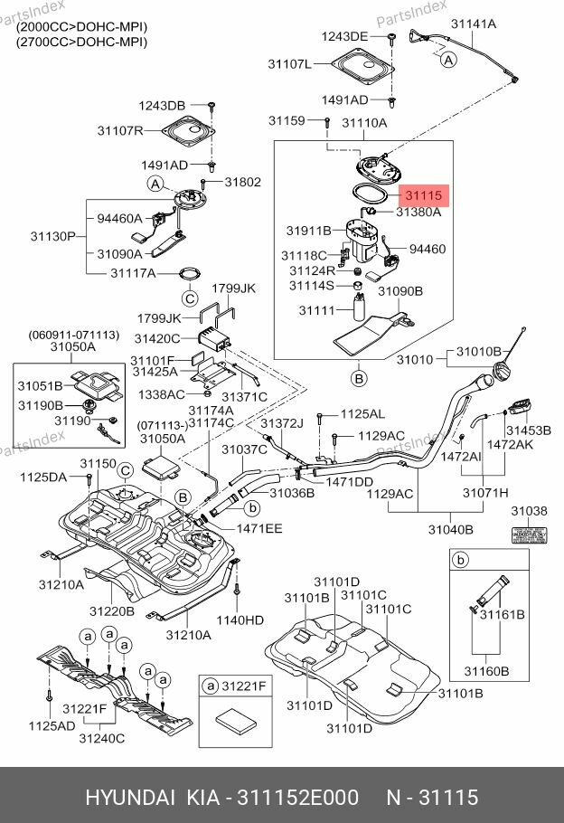 Кольцо уплотнительное топливного насоса, HYUNDAI/KIA/MOBIS 311152E000