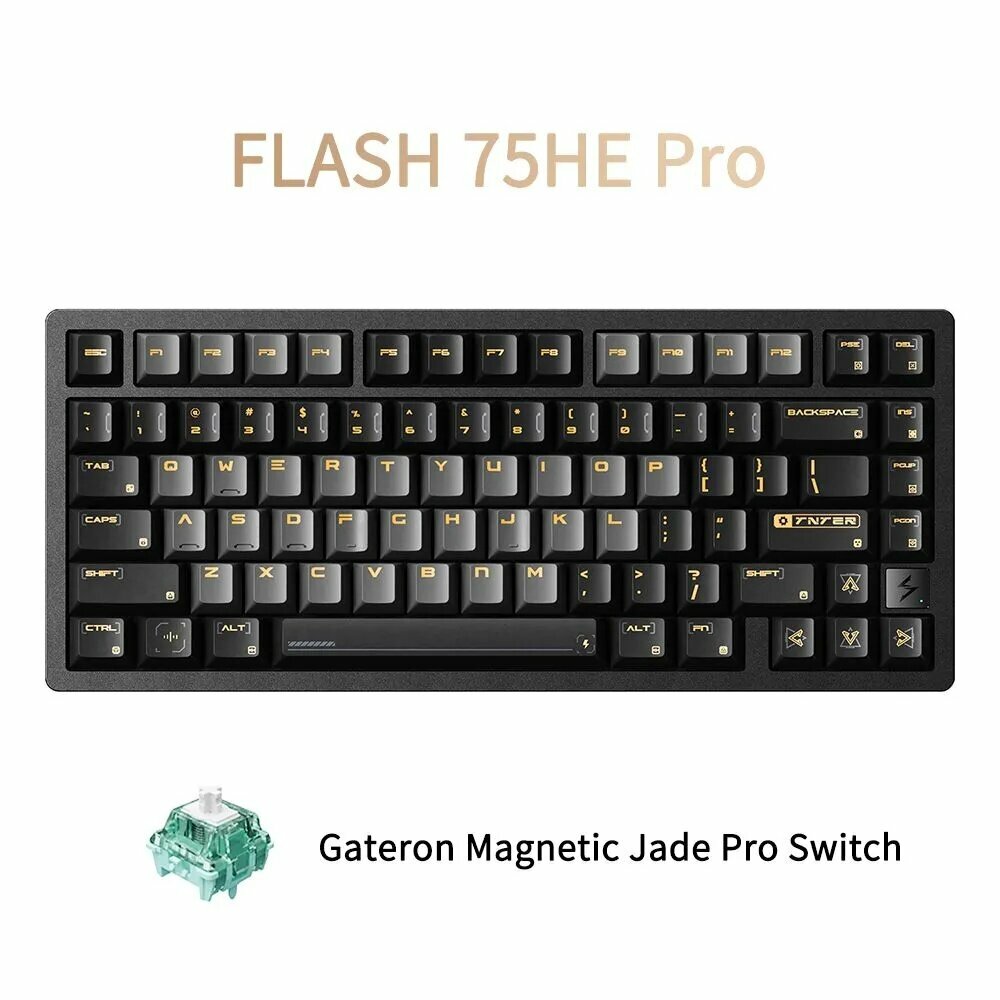 Игровая клавиатура проводная VGN Flash 75HE Pro Gateron Magnetic Jade Pro Switch, Английская раскладка, черный