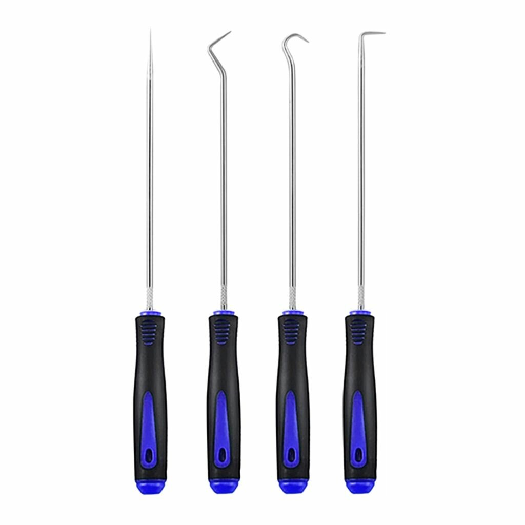 Набор крючков для сальника из 4 частей, длинный инструмент для ремонта шин и технического обслуживания автомобиля-черный и синий