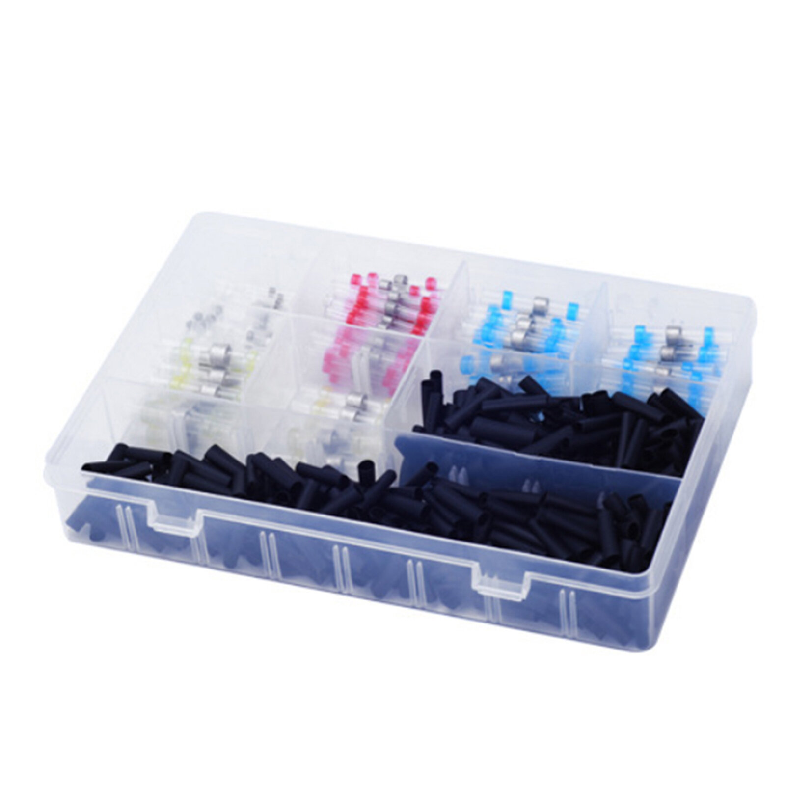 350шт Герметичные Терминалы-Розетки для Провода с Термоподобавлением и Ужимающим Обложением, 35 Синих, 15 Желтых, 25 Белых, 35 Красных, 240 Черных Коннекторов, Материал Полиэтилен, Температура Работы -55℃~125℃, Уровень Защиты IP67, Вес Упаковки 110г,