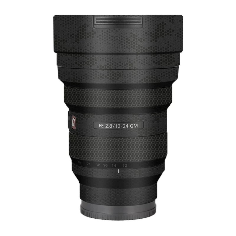 Крышка объектива Sony FE 12-24mm F2.8 GM с черным покрытием в виде змеиной чешуи - полная защита из карбонового волокна