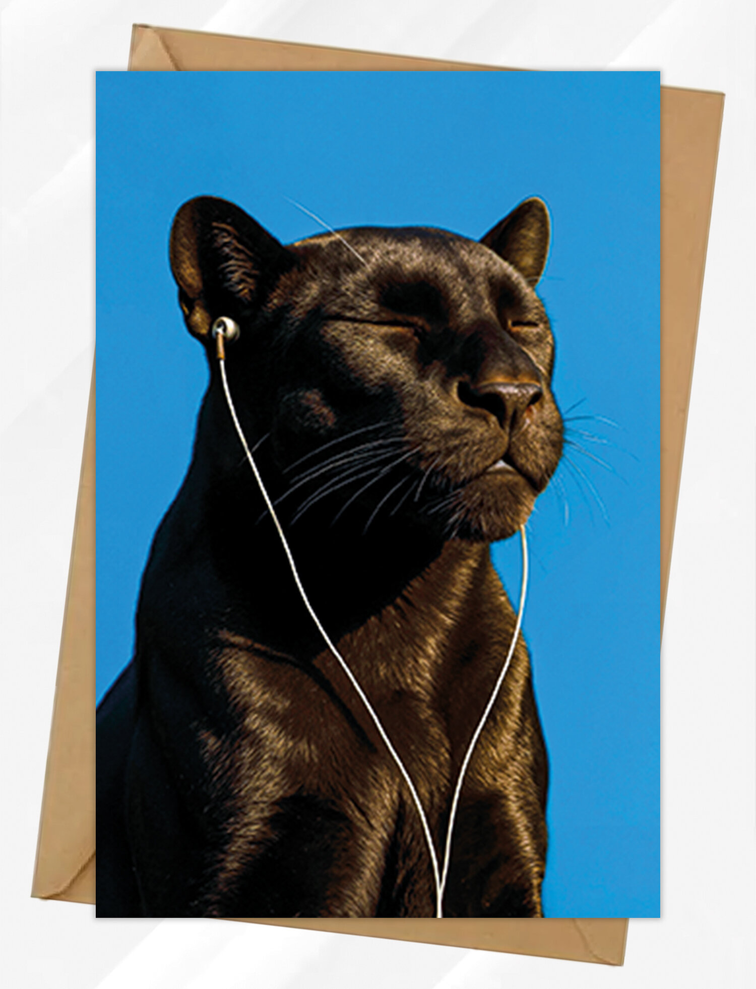 Открытка "Большая кошка" (подходит под рамку 10х15см, линовка, подставка)