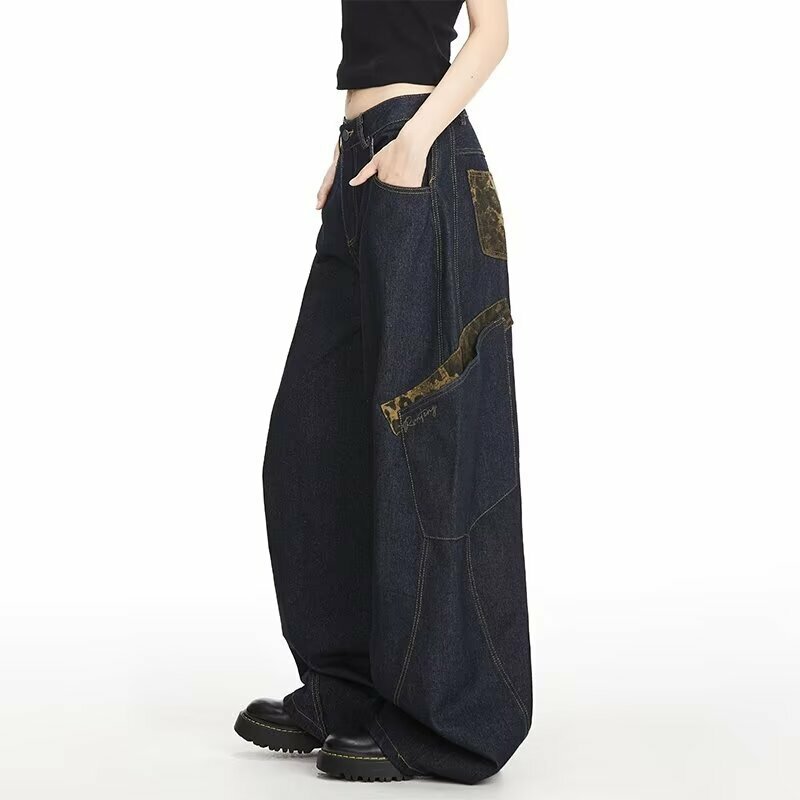 JYL Джинсы Мужские Буткют Винтажные Дизайн Свободные Широкие Длинные Деним, Размер_XXXL