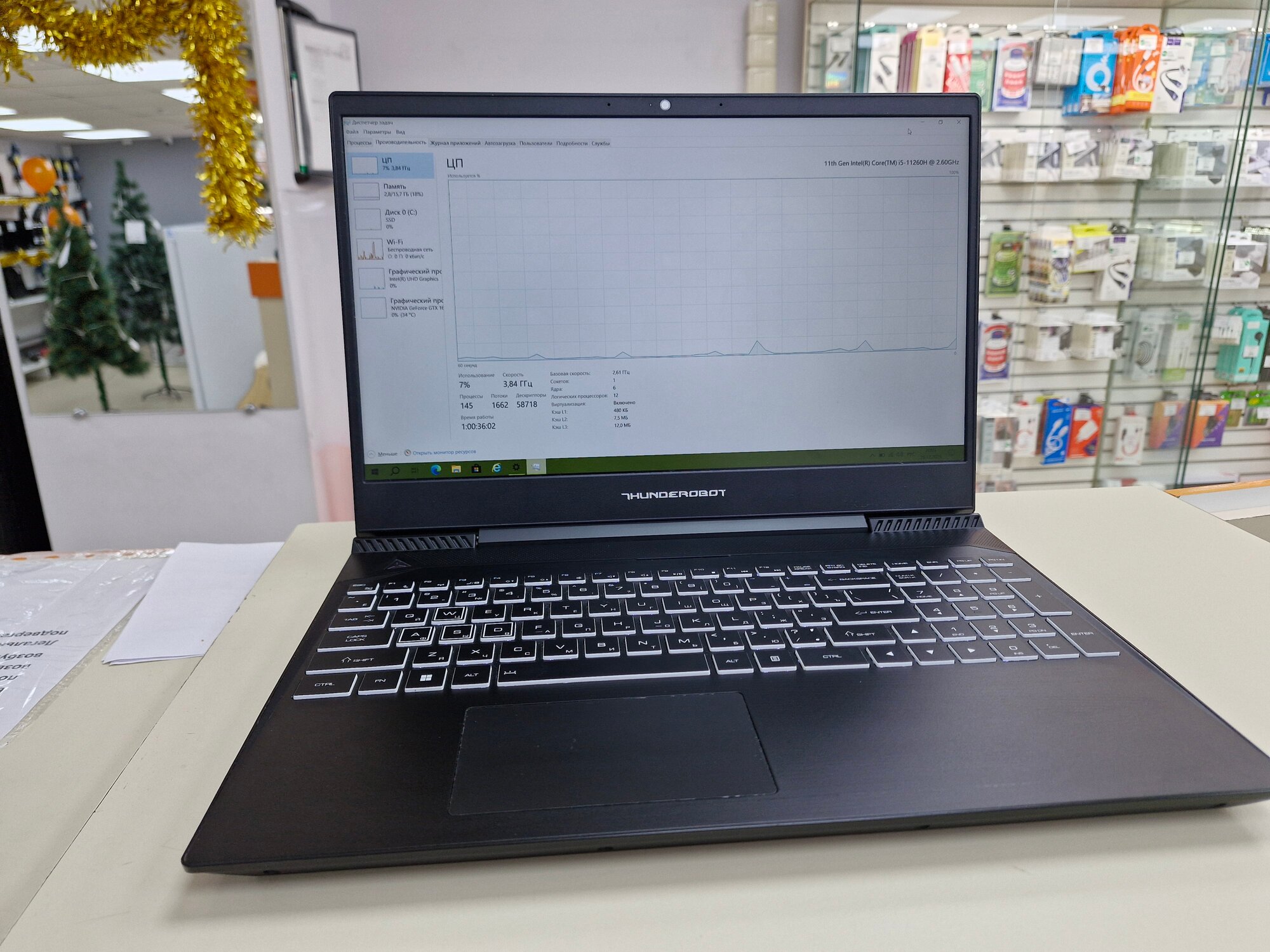 15.6" Ноутбук THUNDEROBOT 911 AIR D, IPS FHD, Core i5 11260H, 16/512 ГБ, GTX 1650, Win10, черный, (б/у), уценен