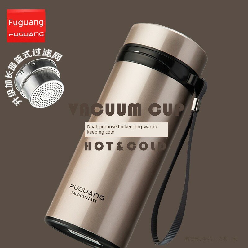 Термос Fuguang из нержавеющей стали для мужчин и женщин, большая вакуумная кружка с фильтром и крышкой, герметичная,