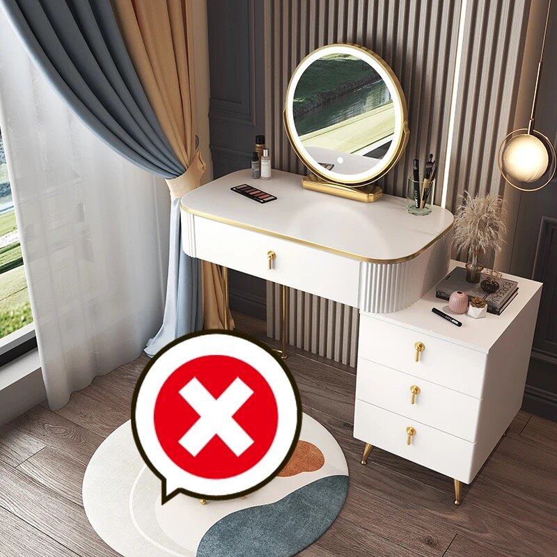 Небольшой туалетный столик с шкафчиком для хранения (белая столешница 80 см, умное зеркало)