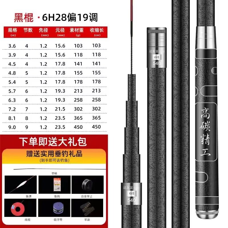 Производитель продает удочки 28 регулируемых 4H Тайваньская удочка черная удочка для карася удочка для борьбы с летающей рыбой длинная ручная удочка для тилапии