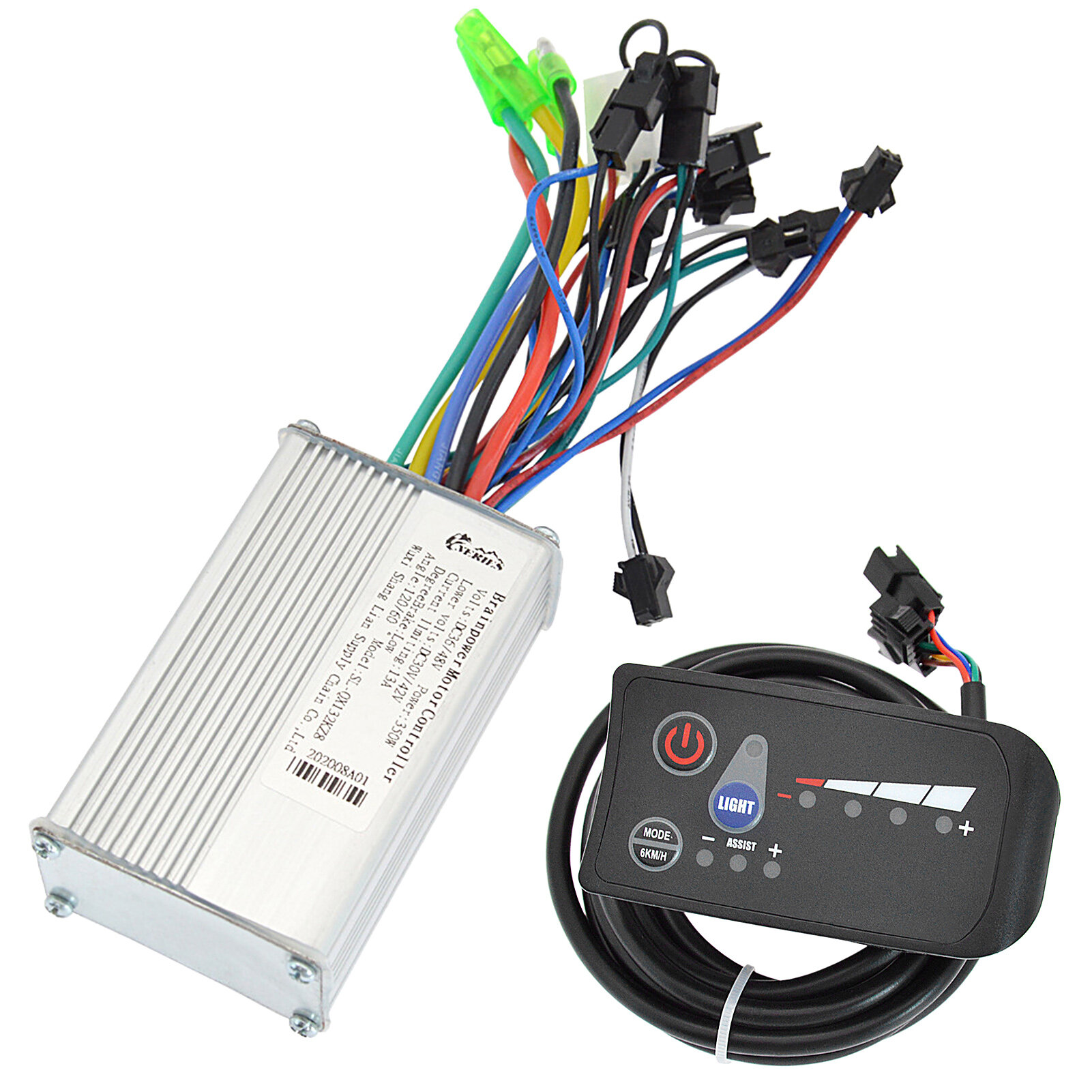 Комплект контроллера бездроссельного двигателя и дисплея для электробайка и электроскутера, 24V/36V/48V дисплей пластик 8.1*4.2*4.9 см, контроллер 250W/350W 36-48V алюминий 9*5.2*3 см, 1 контроллер, 1 дисплей, без водозащиты