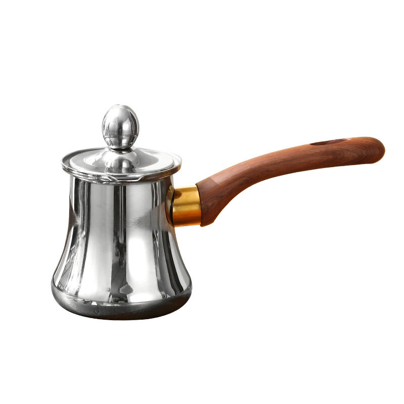 Кофейник из нержавеющей стали в винтажном стиле с деревянной ручкой, набор из трех предметов, чашка для латте-арта, чашка для шоколадного масла с ушком, чашка для кофе