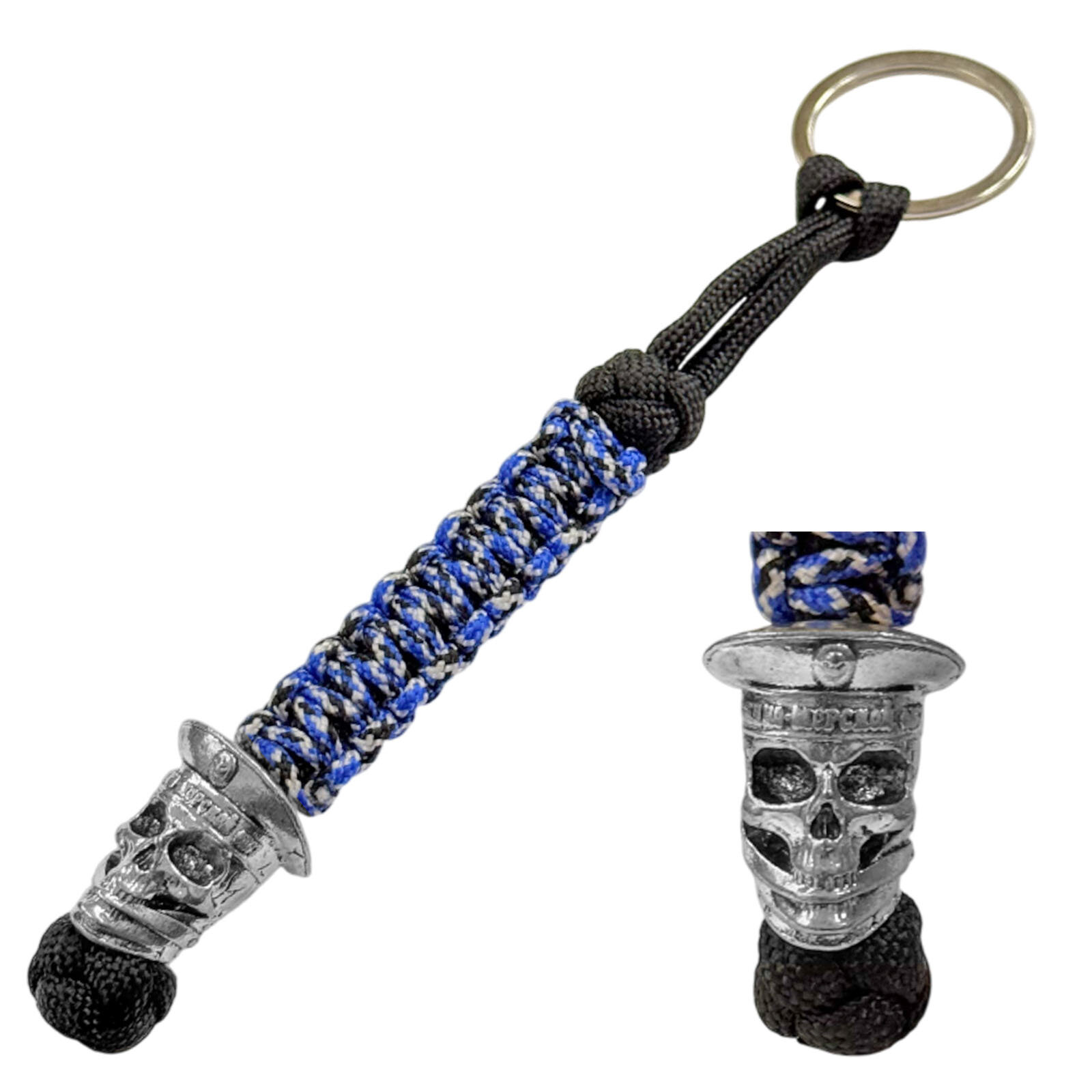 Темляк ВМФ "С нами Бог и Андреевский флаг" (синий камуфляжный паракорд; авторская металлическая бусина)